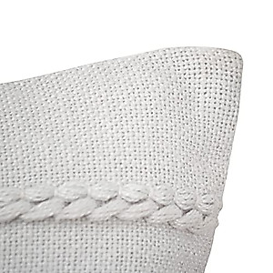 Foreside Home & Garden White Striped Woven 20x20 Outdoor Decorative Throw Pillow with Hand Tied Tassels, 20 x 20 x 5
