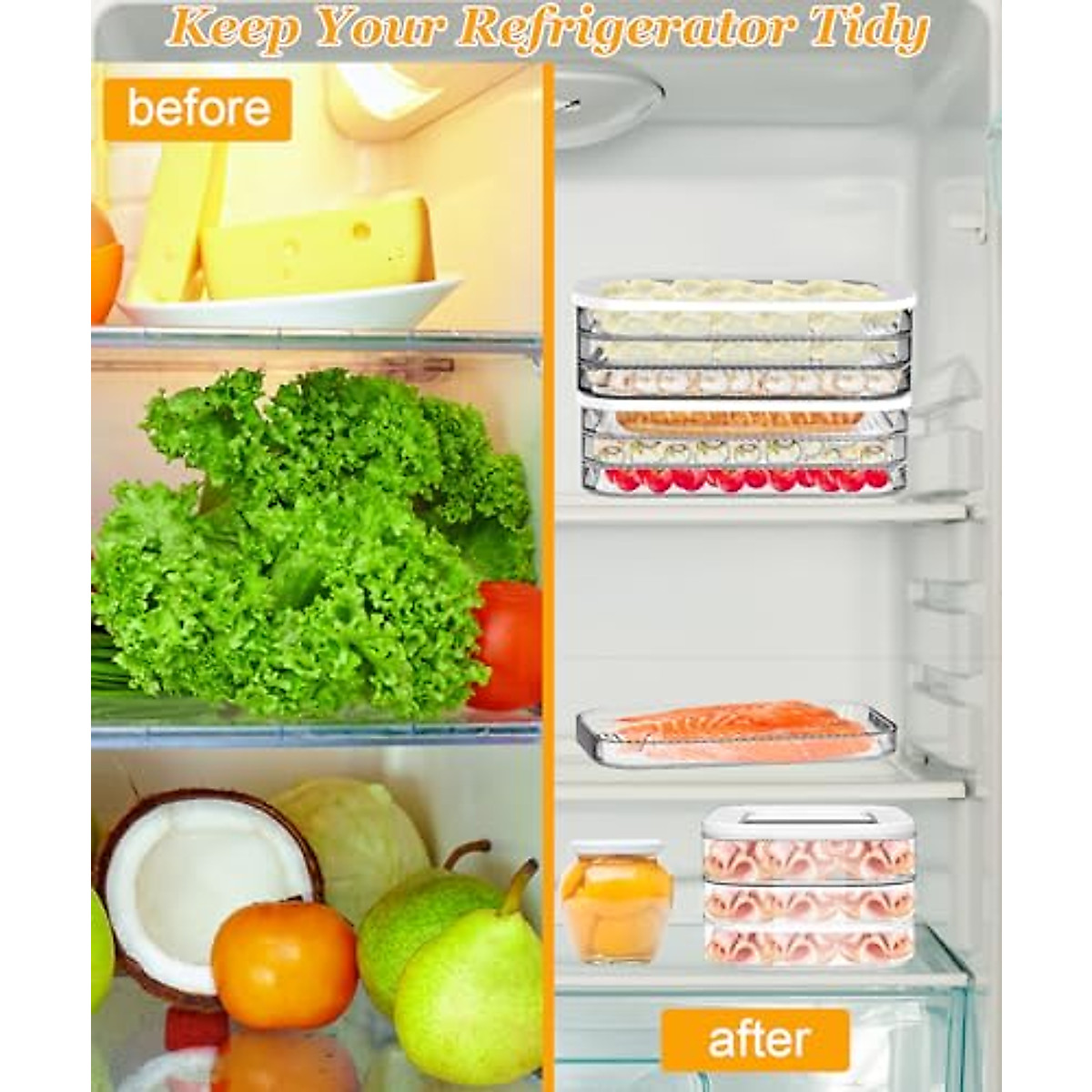 QUSUKO Deli Meat Container for Fridge, Lunch Meat Container for Refrigerator, Food Storage Boxes with Lid for Cold Cuts, Lunch Meat, Salami, Meal Prep Containers, BPA Free, 3pcs
