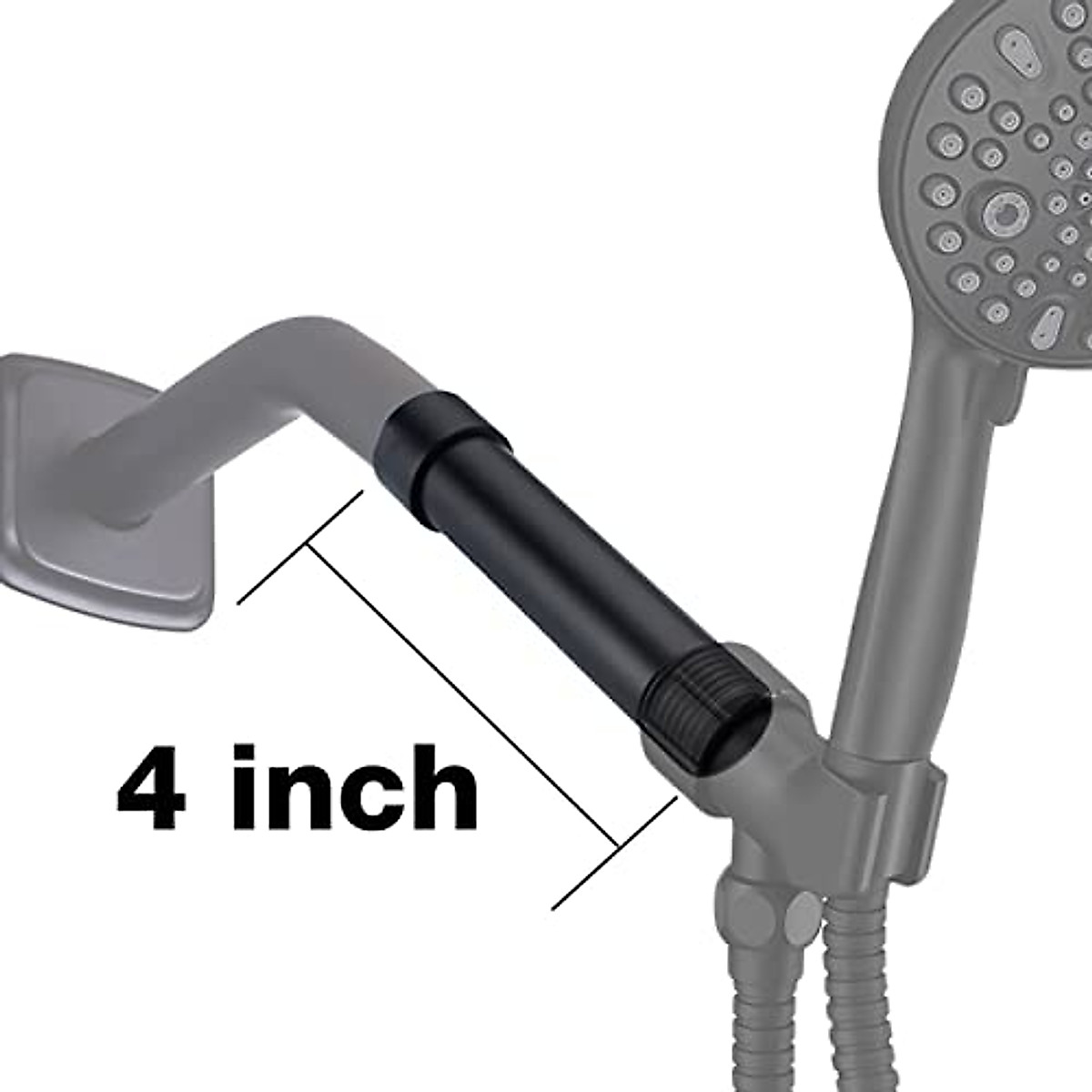 Matte Black Shower Arm Extension 4 Inch Arm Mount Extender for Rainfall Shower Head Combo, High Flow Female to Male 1/2 Inch Shower Pipe