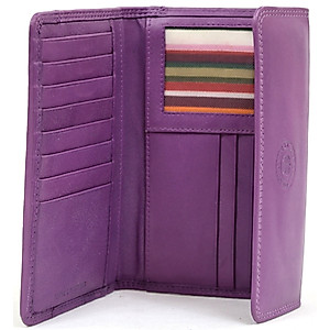 Ladies/Womens Leather Slim Wallet with Magnetic Popper Opening - Lilac