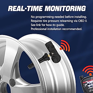 TPMS Sensor GM, Tire Pressure Monitoring System Sensor 315MHZ Compatible for Chevy Silverado GMC Cadillac Buick Pontiac - Replaces# 13586335 13581558 13598771 13598772, 4pcs