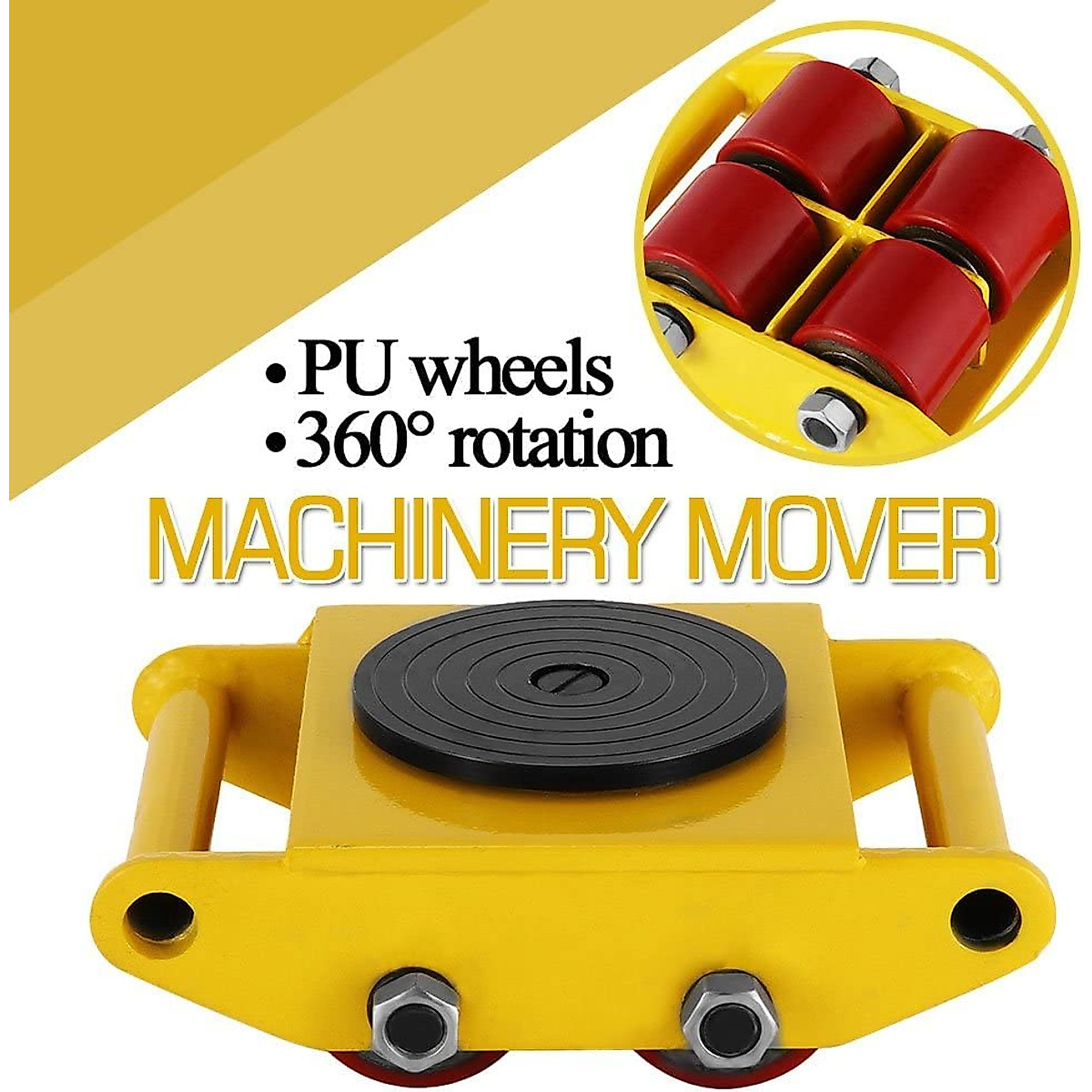 ZXMOTO Heavy Duty Machine Dolly Skates Industrial Machinery 6T 13200LBS,4pcs Machinery Mover Cargo Trolley with Steel Rollers Cap 360 Degree Rotation