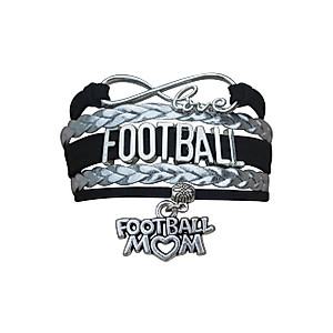 Infinity Collection Football Mom Jewelry, Football Mom Charm Bracelet- Gift for Football Player Moms