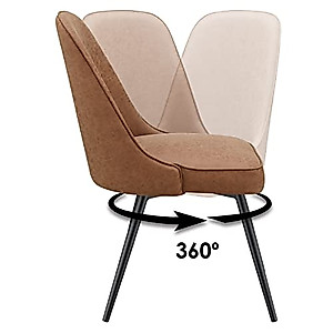 OSP Home Furnishings Penton Swivel Chair with Padded Seat and Black Legs 2-Pack for Dining or Home Office Use, Sand Brown Faux Leather