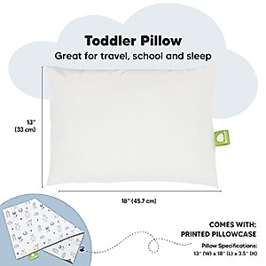 KeaBabies Toddler Pillow with Pillowcase and Toddler Pillowcase for 13X18 Pillow - 13X18 Soft Organic Cotton Toddler Pillows for Sleeping - Organic Toddler Pillow Case for Boy, Kids