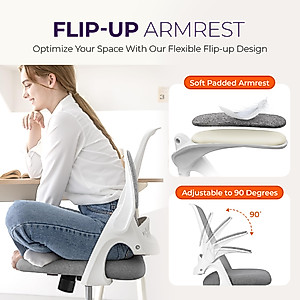 NEO CHAIR Ergonomic Office chair Gaming Desk Computer Chair with Adjustable Height Comfy Lumbar Back Support Flip-Up Padded Armrests and Wheels for Home Office Vanity (Grey)