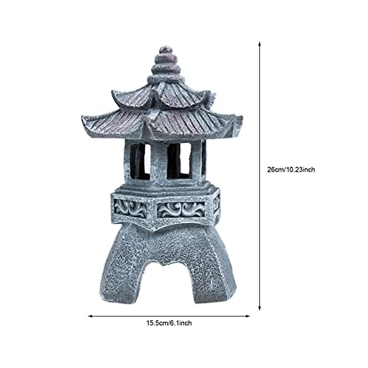 GANAZONO Statue Garden Solar Lights Resin Rock Lantern Pagoda Garden Statue for Patio Lawn Pathway Moon Decoration Grey