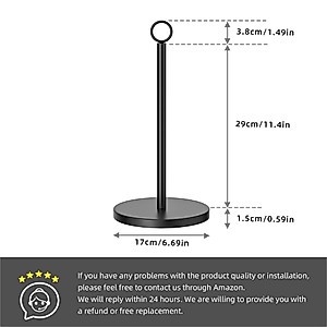 Black Paper Towel Holder Countertop - Free Standing Paper Towel Holder Stand for Kitchen Rolls, Non Slip Paper Towel Roll Holder, Modern Kitchen Countertop Organizer Fits Most Size Paper Roll