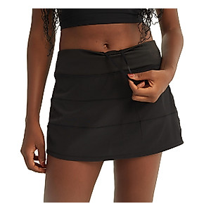 JEGGE Women's Pleated Tennis Skirts with Built-in Shorts & 3 Pockets Workout Running Golf Sports Casual Skorts (Black, M)