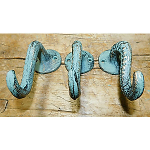 Vintage 2 Cast Iron Octopus Tentacle Wall Hooks Bathroom Towel Hook Nautical Coat Key