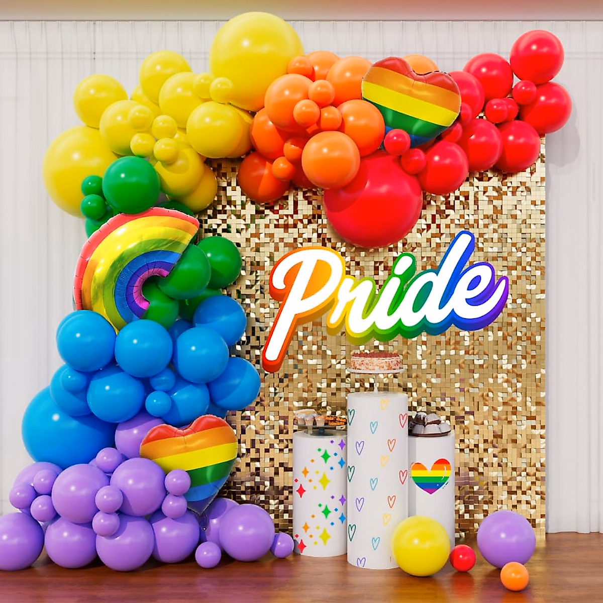 OOPAT DIY Pride Month Balloon Arch kit 157pcs Rainbow Balloons GAY Pride Love is Love LGBTQ Lesbian Rainbow Bridal Shower Wedding Birthday Party Backdrop Decoration (Rainbow)