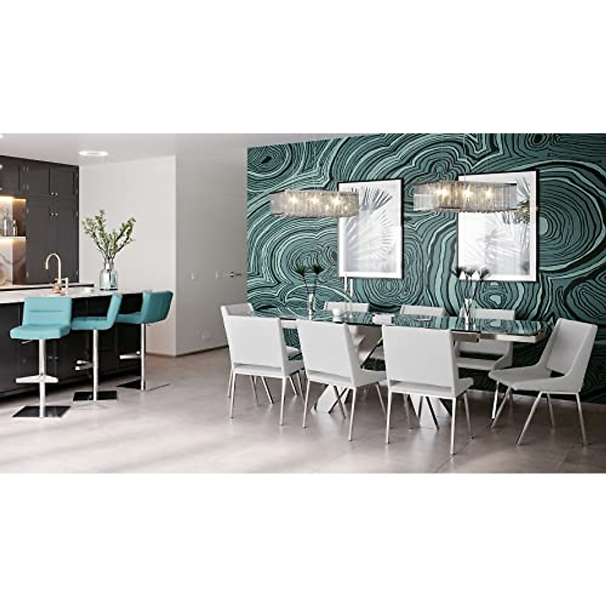 Zuri Furniture Cruz Expandable Modern Dining Table with Clear Glass Top