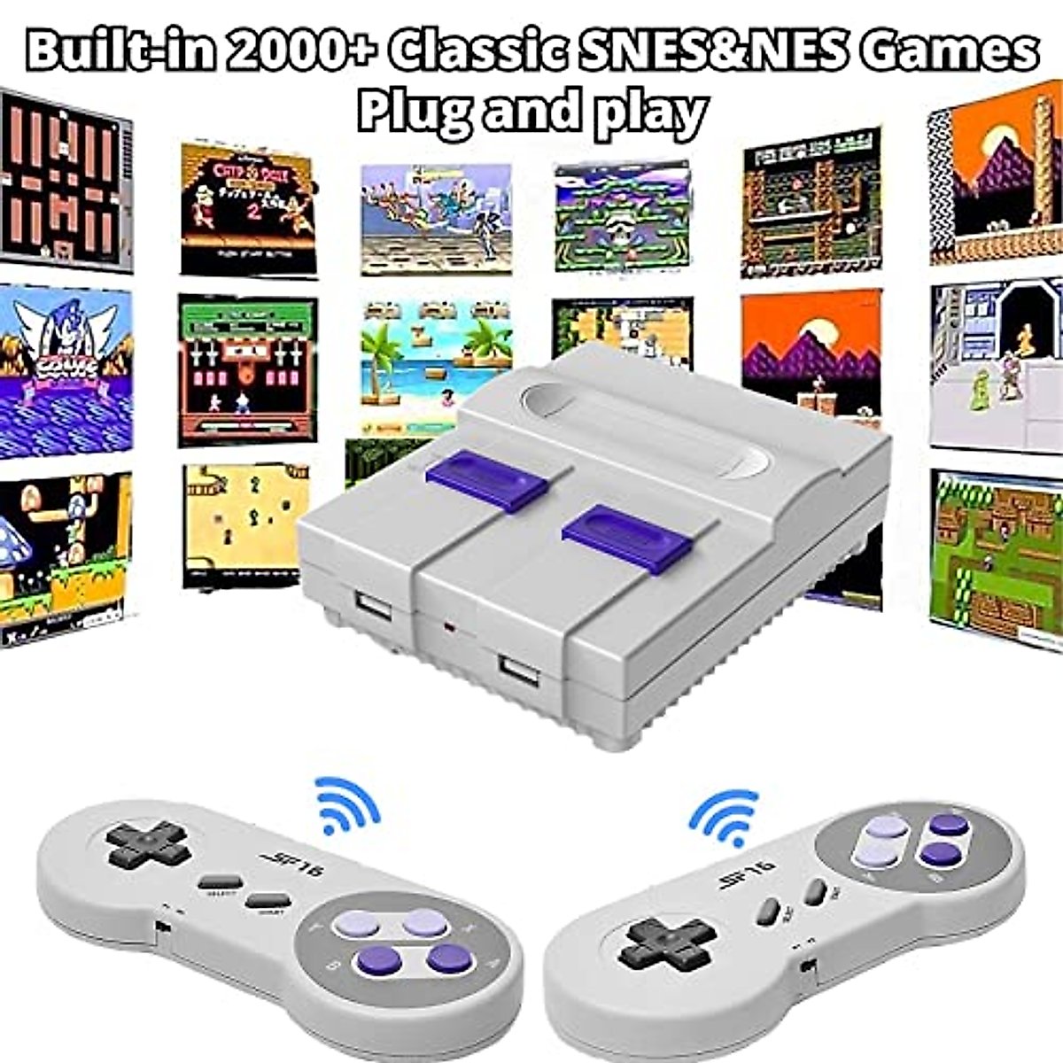 Super Classic Retro Game Console,4K HDMI Video Game System with Built in 2000+ Old School Classic Games and Dual Game Controllers Wireless,Support TF Card and Plug and Play.