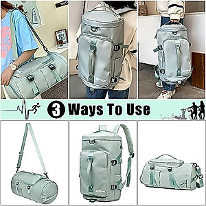 MIYCOO Gym Bag for Women and Men Sports Duffle Bag Travel Backpack Weekender Overnight Bag with Shoes Compartment Green