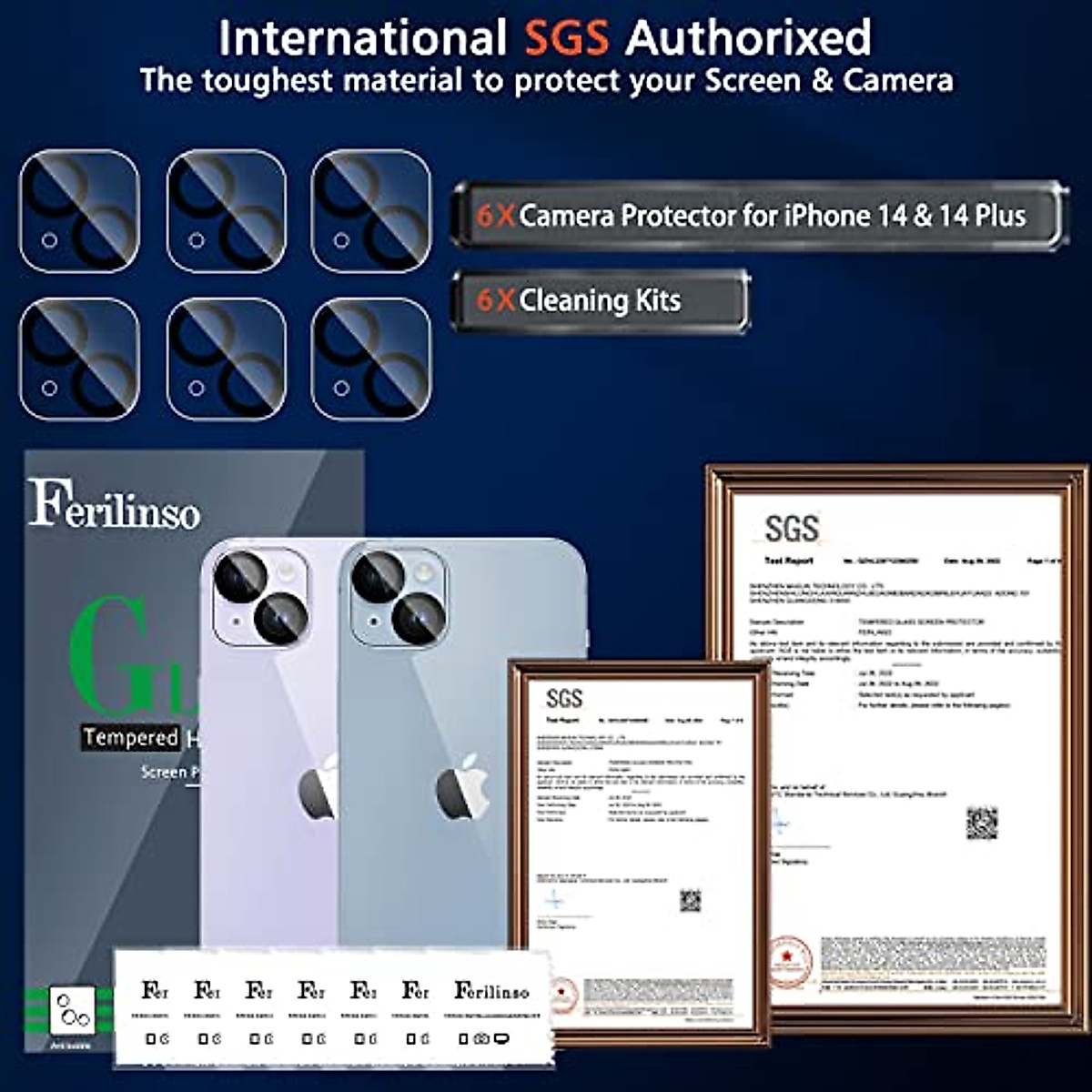 Ferilinso for iPhone 14 iPhone 14 Plus Camera Lens Protector for iPhone 13 13 Mini Camera Lens Protector Accessories CAmerA Cover 9H GlaSs Unbreakable PRotection Case