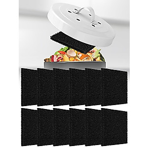 12Pcs Charcoal Filters for Kitchen Compost Bin 12cm Square Activated Carbon Compost Bin Filters Efficient Replacement Compost Filters Compost Bin Kitchen Charcoal Filter 5mm Thick for Countertop Bin ○