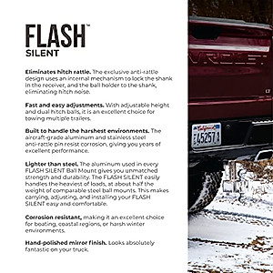 Fastway Flash STBM DT-STBM6625 Adjustable Silent Tow Ball Mount with 6 Inch Drop, 2.5 Inch Shank, and Chrome Plated Balls