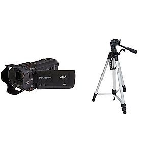 PANASONIC HC-VX981K 4K Camcorder, 20X LEICA DICOMAR Lens, WiFi Smartphone Twin Video Capture (USA Black) and Lightweight Tripod with Bag