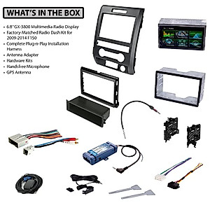 6.8" Double Din Car Stereo Kit for Ford F-150 (2009-2014) Apple CarPlay, Android Auto, Can Buss Interface with Steering Wheel Control Retention, Bluetooth, Dash Kit, Backup Camera