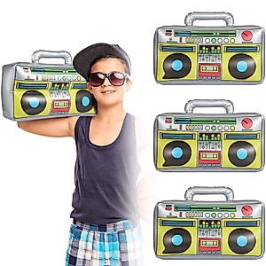 meekoo Inflatable Boombox 16.5 Inches Inflatable Boom Box 80s 90s Party Decorations for Rappers Hip Hop B-Boys Costume Accessory Party Supplies (3 Packs)