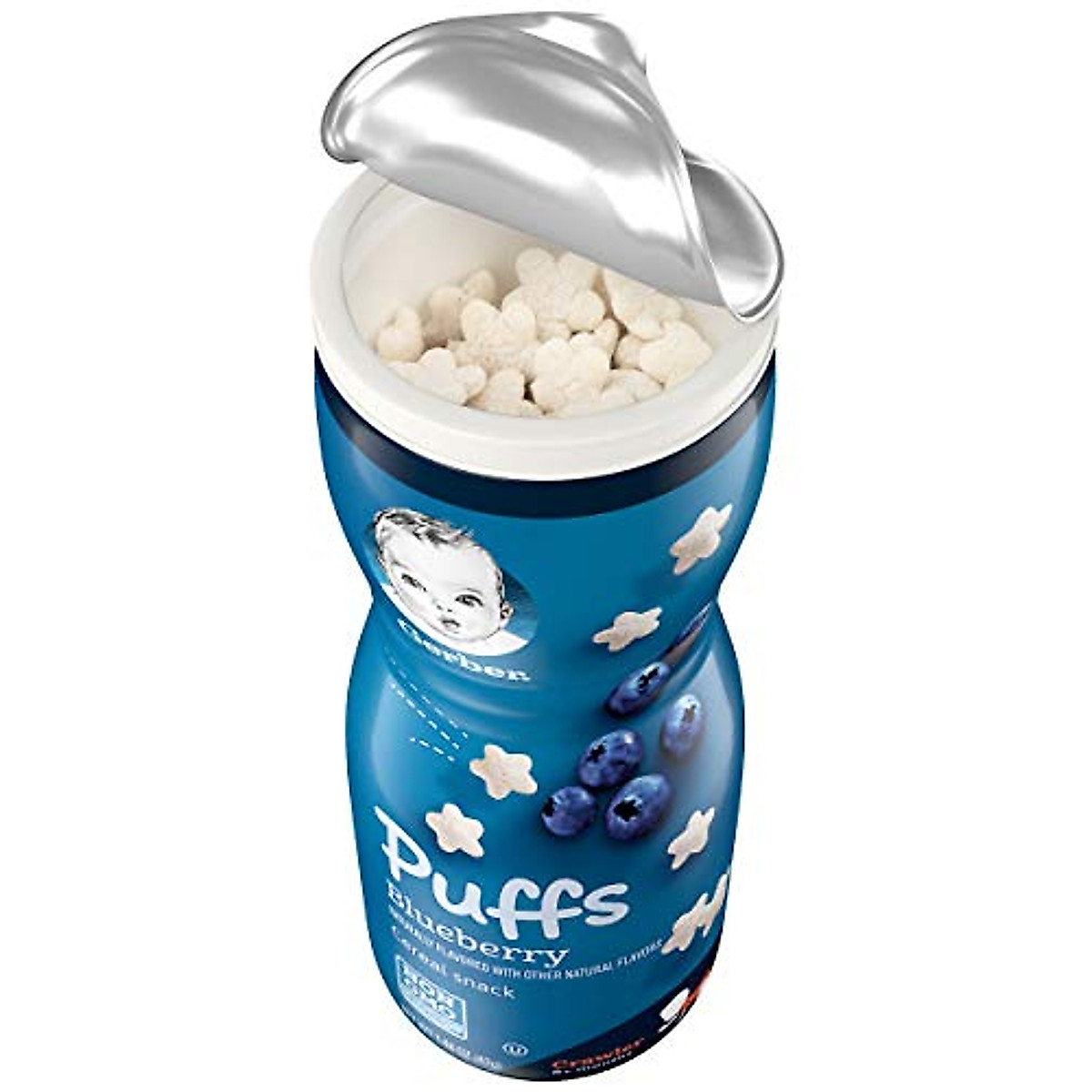 Gerber Graduates Puffs Cereal Snack, Variety (Blueberry, Apple Cinnamon, Vanilla, Strawberry Apple)1.48 Oz,(Pack -4)