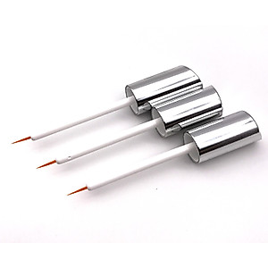 3 pcs 5ml Silver Acrylic Empty Eyelashes Tube Eyeliner Vials Bottle With Wand Applicators for Eyelash/Eyebrow Growth Serum Castor Oil