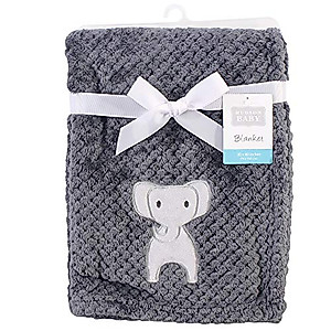 Hudson Baby Unisex Baby Plush Waffle Blanket, Modern Elephant, One Size