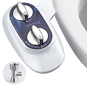 Veken Bidet Attachment for Toilet, Non-Electric Self-Cleaning Dual Nozzle (Feminine/Bidet Wash) Toilet Bidet, Fresh Cold Water Sprayer Bidets for Existing Toilets with Adjustable Pressure Control
