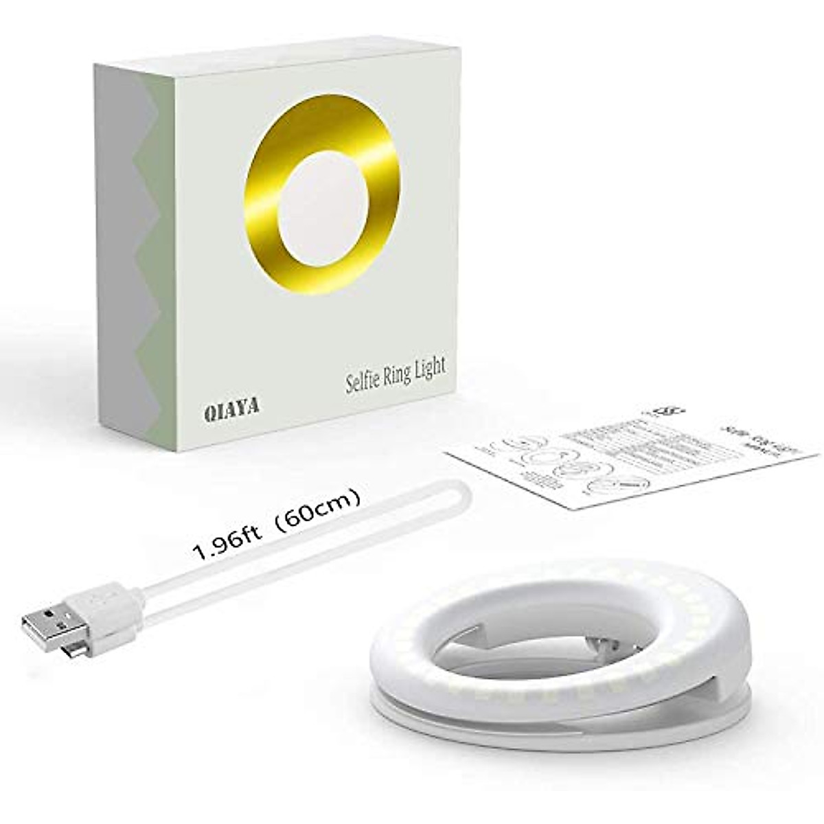 QIAYA Selfie Light Ring Lights LED Circle Light Cell Phone Laptop Camera Photography Video Lighting Clip On Rechargeable