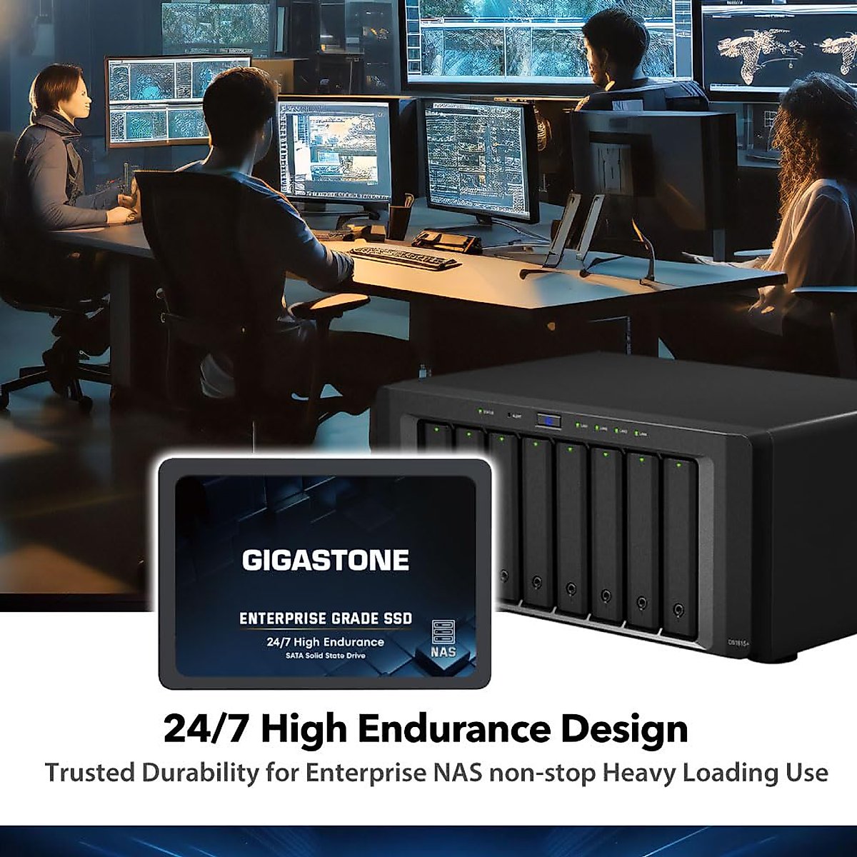 Gigastone Enterprise SSD 1TB NAS SSD Drive Cache (2-Pack) 24/7 Durable TLC High Endurance Business Server Data Center RAID Network Attached Storage 2.5" SATA Internal Solid State Hard Drives