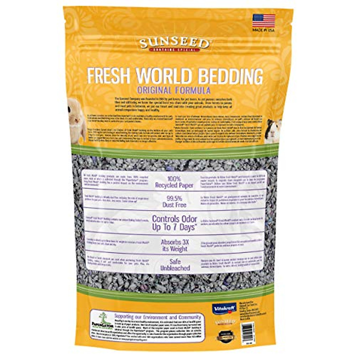 Sunseed 18220 Fresh World Bedding for Small Animals, Original Gray - 450 Cubic Inch