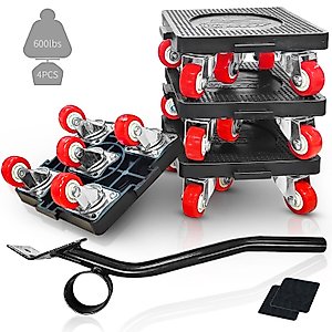 4 Pack Furniture Roller Mover with 5 Wheels & Furniture Lifter, Furniture Dolly, 950Lbs Load Capacity, 360° Rotation Moving Wheels for Moving Heavy Furniture Sofa Cabinet Refrigerator