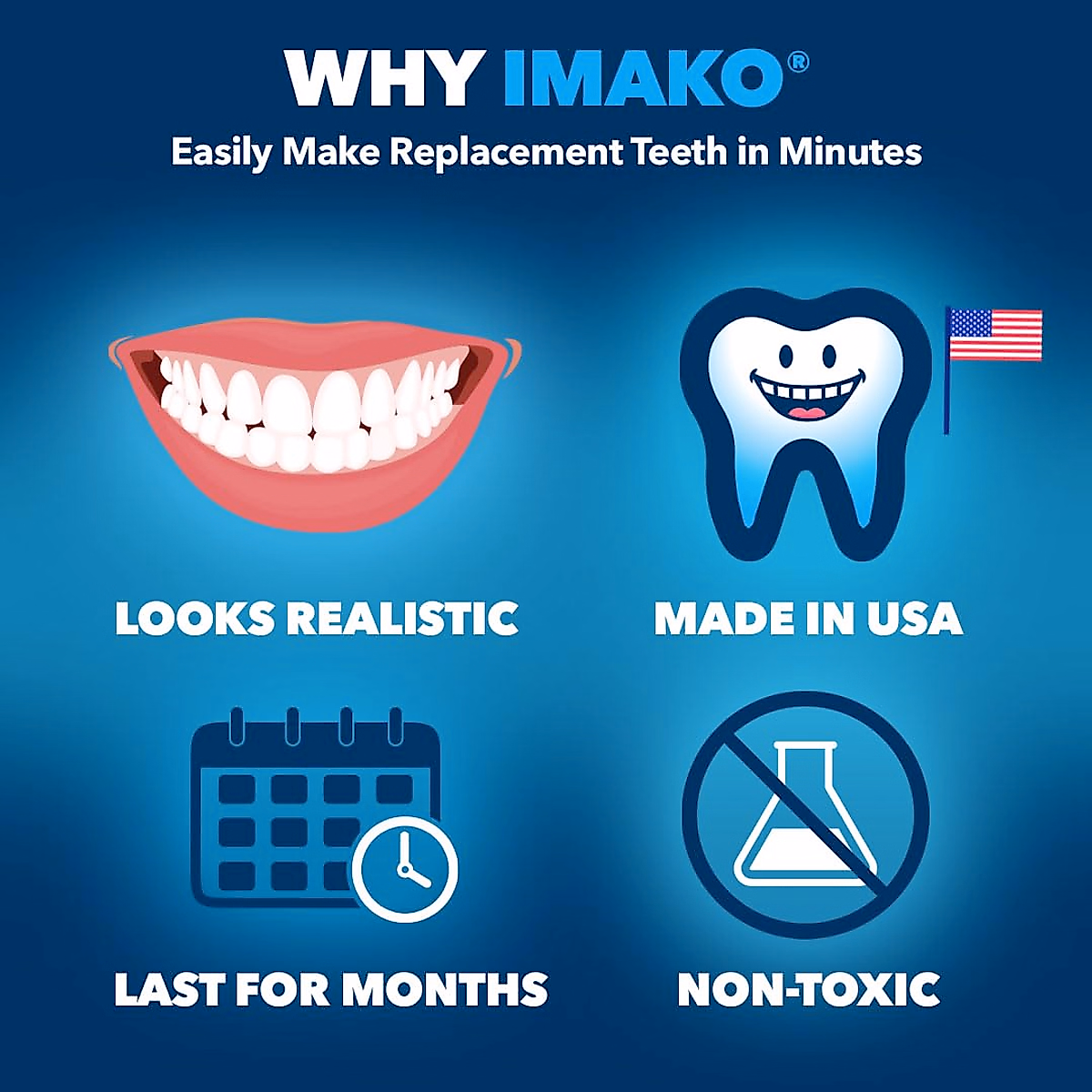 Imako Tooth Tinted Plastic - Natural Color - Temporary Tooth - Made in USA