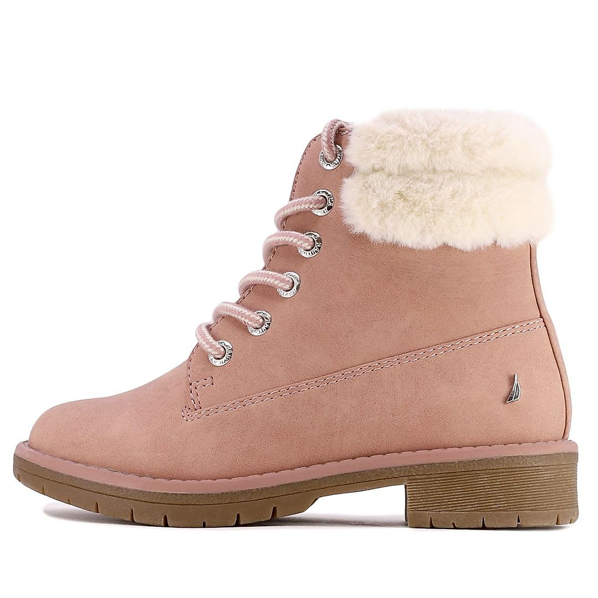 Nautica Kids Girls Faux Fur Upper Work Chukka Boot Youth Casual Bootie Hiking Boots Ankle High Outdoor Trekking Shoes For Little Kids And Big Kids-Zabra Youth-Mauve-2