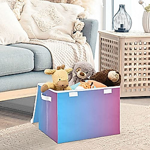 innewgogo Blue Gradient Storage Bins with Lids for Organizing Closet Organizers with Handles Oxford Cloth Storage Cube Box for Car