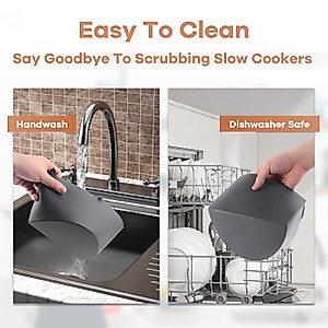 4 In 1 Crock Pot Liners, Onadak Silicone Slow Cooker Liners, Food Grade Silicone Crock Pot Liners Reusable For 6-8QT, Slow Cooker Divider BPA Free, Leak Proof, Dishwasher Safe, Replaces Disposable