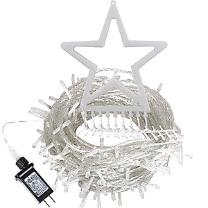 HENHUI ChristmasDecorations Outdoor Star Lights,16.4Ft Christmas Tree Toppers String Lights 320 LED 8 Memory Modes Timer with 14" Lighted Star for Valentine Christmas Holiday Birthday Festival