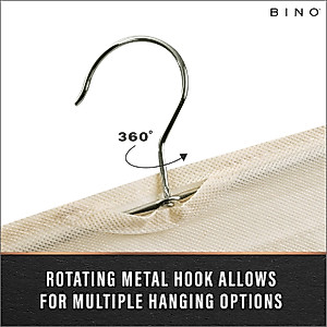 BINO Double Sided Hanging Jewelry Organizer - Beige | Necklace Bracelets & Earrings Storage | Portable Closet Organizer | Over-Door Accessories Holder with Pockets | Wardrobe Cabinet Jewelry Hanger