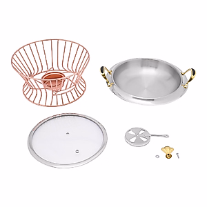 Leblett 2L/2.11Qt Round Stainless Steel Chafing Dish,Buffet Catering Meal Stove,Buffet Warmer with Fuel Holder,Red Copper