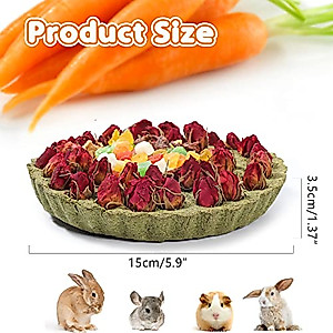 HGPOKLVT Bunny Grass Treats Bunny Chew Toys, Pet Birthday Cake Small Animal Molar Toys, All Natural Material Suitable for Guinea Pig, Hamster Chinchilla Rabbit and Other Small Animals