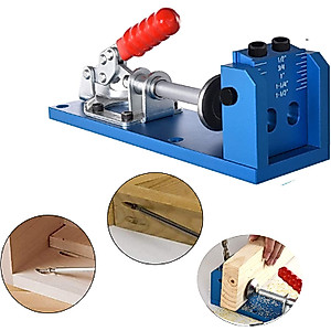 Pocket Hole Jig Kit Tool for Carpentry Positioner Pocket Dowel Hole Jig System Set with Drill Bit Square Driver Screws 48 PCS Aluminum Woodworking Punch Locator Kit