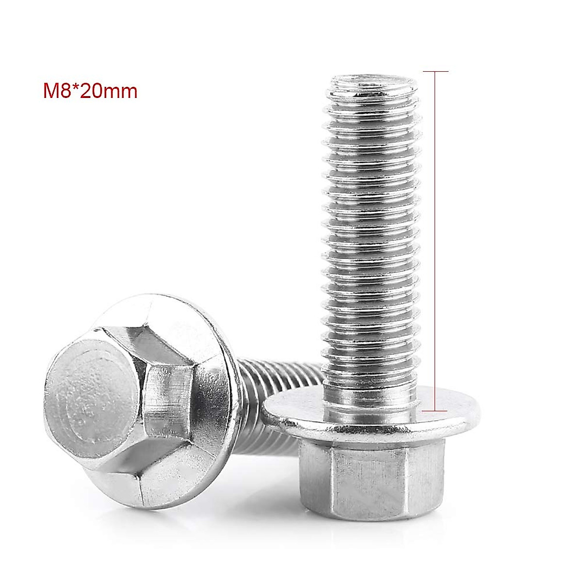 10pcs M8 304 Stainless Steel Hex Flange Screws Bolts Fasteners Hex Drive Flange Screws Head Washer Bolts(M8*20)