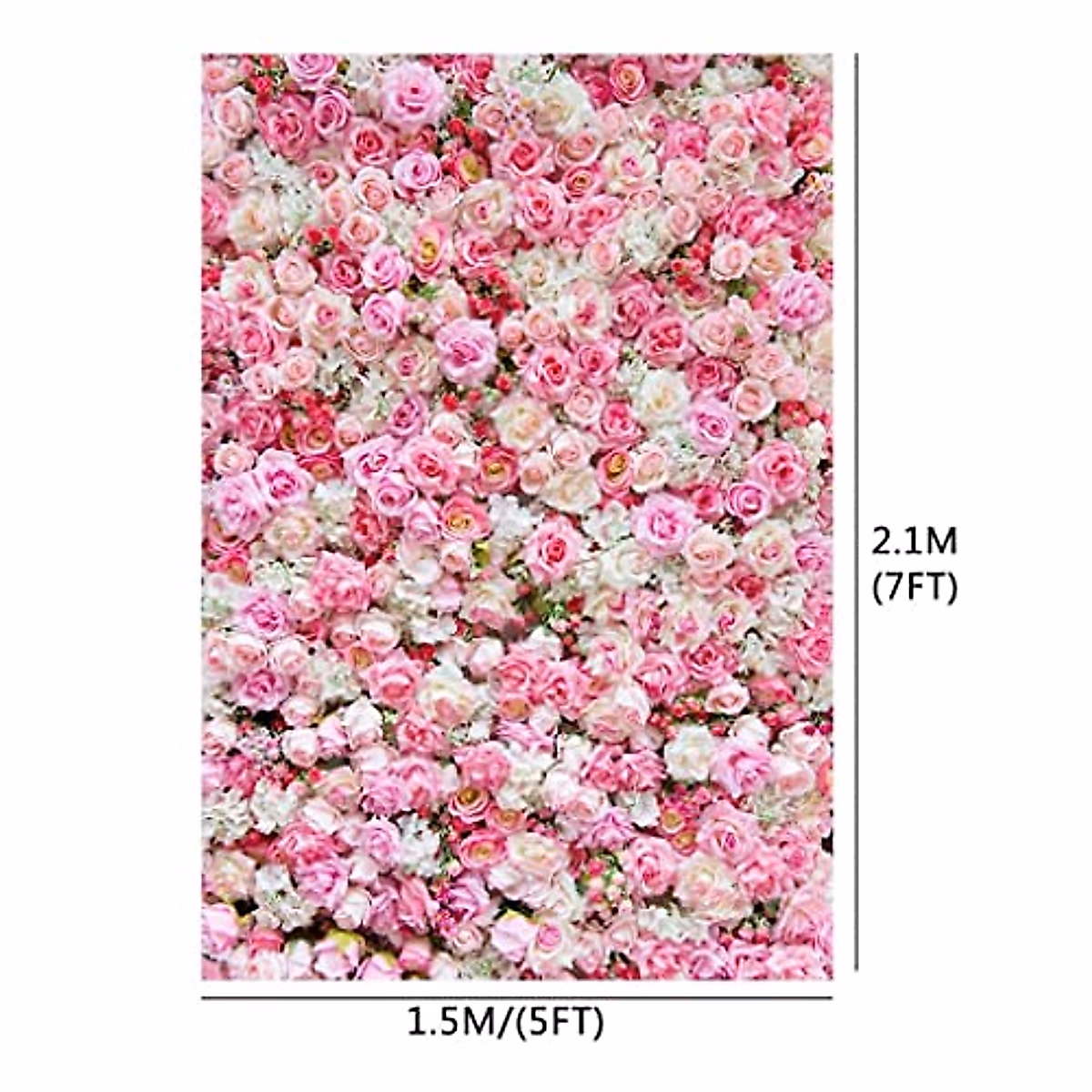 ZSEDP 1.5x2.1m 5x7ft Wedding Rose 3D Flowers Wall Studio Backdrop Photography Photo Background Cloth Party Weding Decor