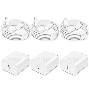 i Phone Charger Fast Charging- 20W USB C Wall Charger Block with 6Ft Charger Cord [MFi Certified] Compatible with IP 14/13/12/11/X Series, i Pad & More [3Pack]