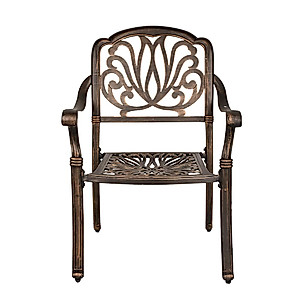 TITIMO 2 Piece Outdoor Bistro Dining Chair Set Cast Aluminum Dining Chairs for Patio Furniture Garden Deck Antique Bronze (Without Cushions)