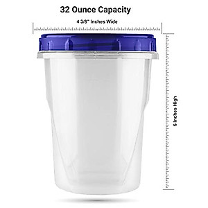 HomeyGear [32 oz - 8 Pack] Twist Top Food Deli Containers Screw And Seal Lid 32 Oz Stackable Reusable Quality Plastic Storage Container 8 Pack. Screw & Seal Lids BPA Free
