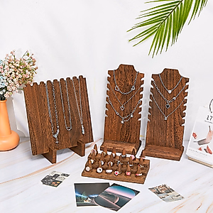 Jerify 4 Pieces Wood Necklace Display Holder Wood Plank Necklace Jewelry Display Ring Display for Selling Necklace Holder Stand Finger Ring Display for Jewelry Showcase Storage Home Display