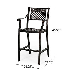 Christopher Knight Home Athena Outdoor 29" Aluminum Barstool (Set of 2), Copper Finish