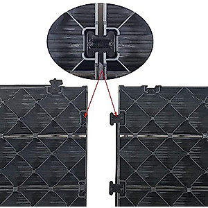 JP Outdoor 9 Pcs PE Interlocking Patio Deck Tiles, 12 x 12in 4-Slats Straight Pattern Grey Floor Covering for Patio Shower Garden Balcony