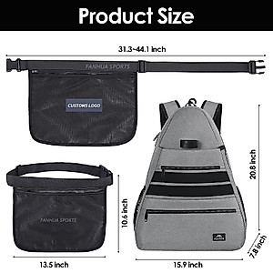 Tennis Backpack for Men Women, Large Tennis Bag Holds 2 Rackets with Ventilated Shoe Compartment, Waterproof Racket Bags for Badminton Pickleball Squash Racquetball, Bonus A Tennis Ball Waist Pouch